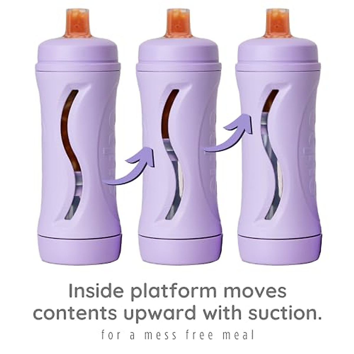 Subo Baby Food Bottle | No Mess Baby Toddler Self Feeder | Squeeze Free Design for Purees, Smoothies, Yogurt, Oatmeal, or Thickened Liquids | Reusable Silicone Washable Cup (Lavender)