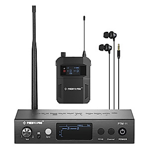 Phenyx Pro UHF Mono Wireless in-Ear Monitor System, Metal Wireless IEM System, Bodypack Receiver, 50 Adjustable Frequencies, Separate Outputs, 164ft Operation, Suitable for Band and Studio (PTM-11)