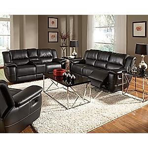 Lee Double Reclining Gliding Loveseat with Console Black 601062