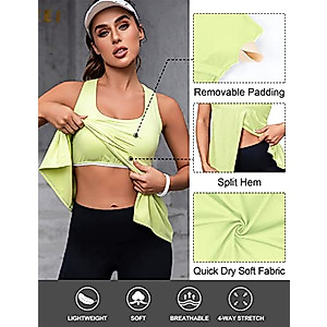Blooming Jelly Workout Tank Tops for Women Racer Back Built in Bra Shirts Sleeveless Athletic Yoga Top (Medium, Yellow)
