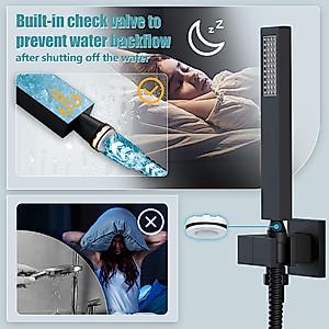 ESNBIA Shower System, Black Shower Faucet Set with Pressure Balance Shower Valve, 10 Inches Rain Shower Heads with Handheld Spray Combo, High Pressure Wall Mounted Shower Fixtures, Matte Black