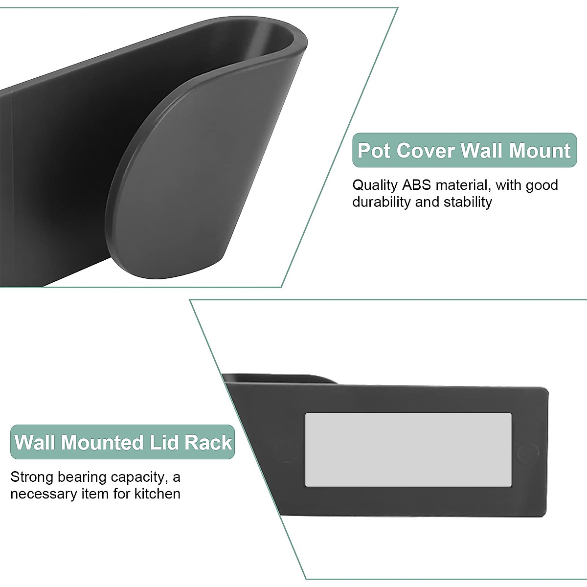 TOPINCN Pot Lid Holder, 6Pcs Household Punch‑Free Wall Mount Pot Lid Organizers Self Adhesive Pan Pot Lid Storage Rack Cabinet Doorback Organizer Kitchen Utensil Hanger for Home Kitchen Wall, Black