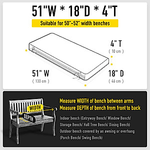 SUNROX DryFast Foam Outdoor Bench Cushion with DryMesh Drainage, All-Weather FadeShield Water Resistant Patio Furniture Cushions, Ultra Durable Low Maintenance Bench Seat Pads 51"x18" Red
