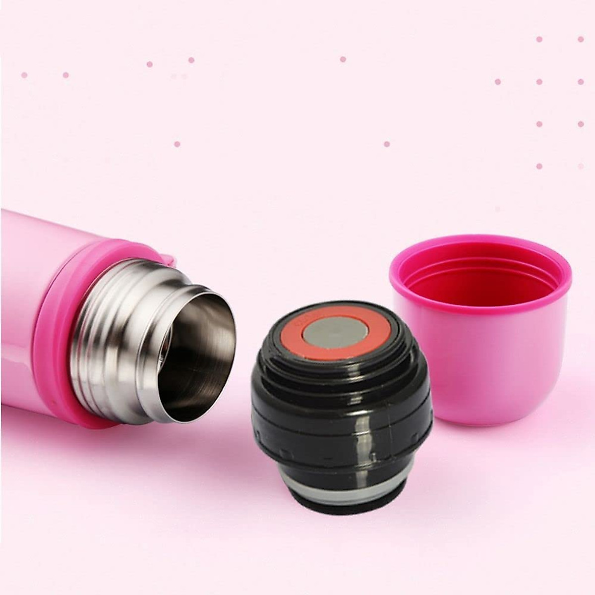 JINGYOU Vacuum Flask Lid, Universal 4.5/5.2cm Travel Mug Outlet, Outdoor Thermos Cover, Portable Cup Lid Thermose Accessories(4.5cm Black red)