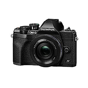 OLYMPUS E-M10 Mark IV Black Micro Four Thirds System Camera M.Zuiko Digital ED 14-42mm F3.5-5.6 EZ kit 20MP Sensor 5-Axis Image Stabilization 4K Video Wi-Fi
