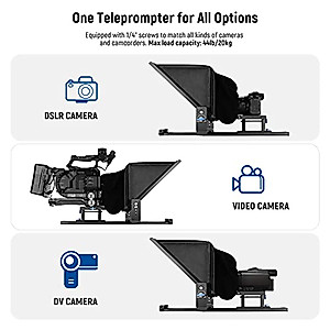 NEEWER Teleprompter X17 with RT-110 Remote & APP Control (Bluetooth Connection via NEEWER Teleprompter App), 17" No Assembly Compatible with iPad Android Tablet/Camera/Camcorder, Max Load 44.1Ib/20kg