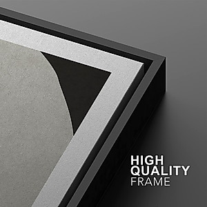 SIGNWIN Framed Canvas Print Wall Art Set Mid-Century Geometric Gold Gray Circles Abstract Shapes Illustrations Modern Art Decorative Contemporary for Living Room, Bedroom, Office - 16"x24"x2 Black