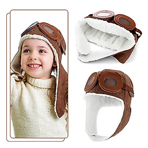 SATINIOR Hat for Kids Brown Fleece Cap with Earmuffs Warm Winter Cap for Kids