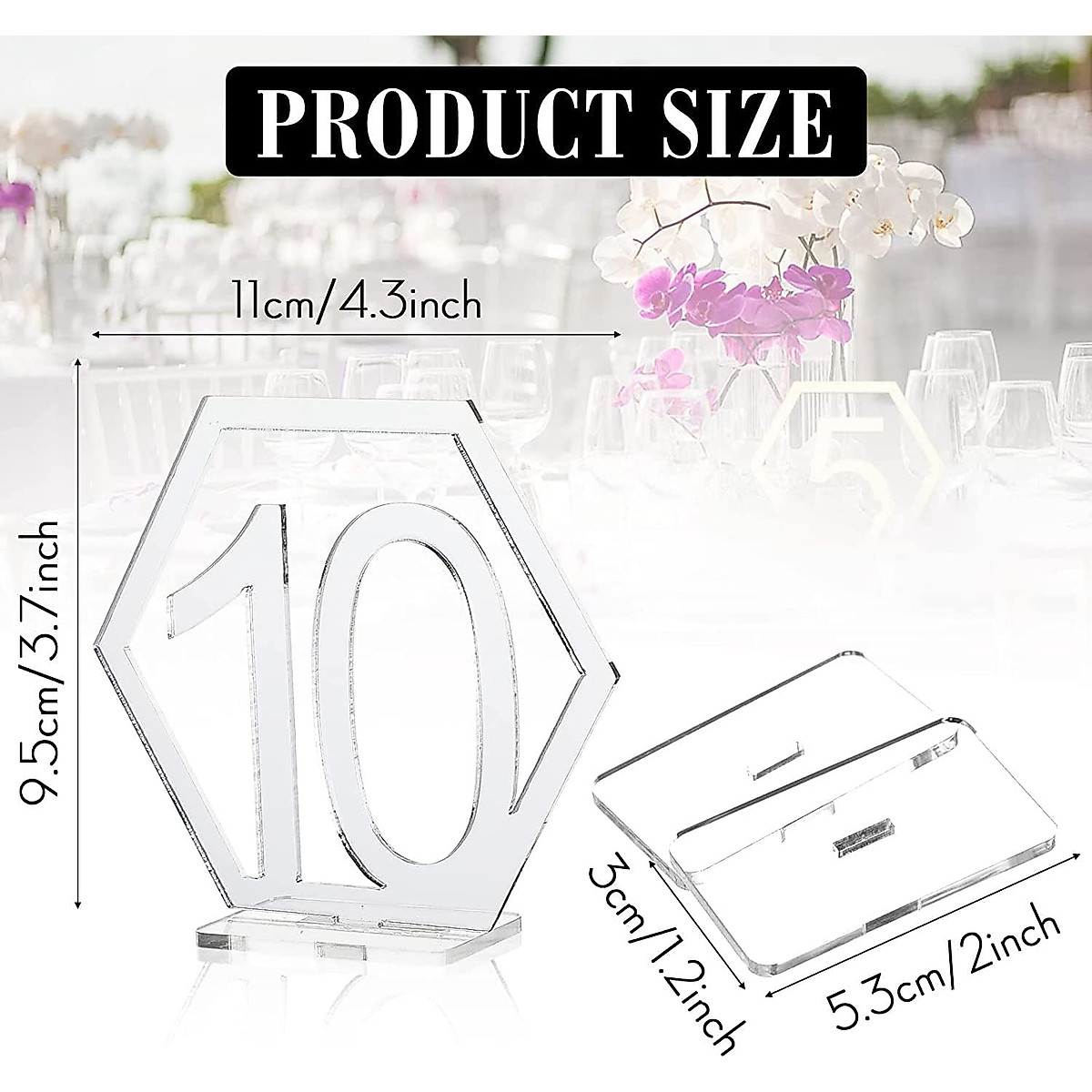 Velidy Table Numbers, Wedding Acrylic Standing Table Numbers with Holder Base for Wedding, Party, Events or Catering Decoration (Silver-20)