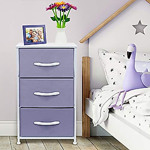 Sorbus Kids Dresser with 8 Drawers and 3 Drawer Nightstand Bundle - Matching Furniture Set - Storage Unit Organizer Chests for Clothing - Bedroom, Kids Rooms, Nursery, & Closet (Purple)