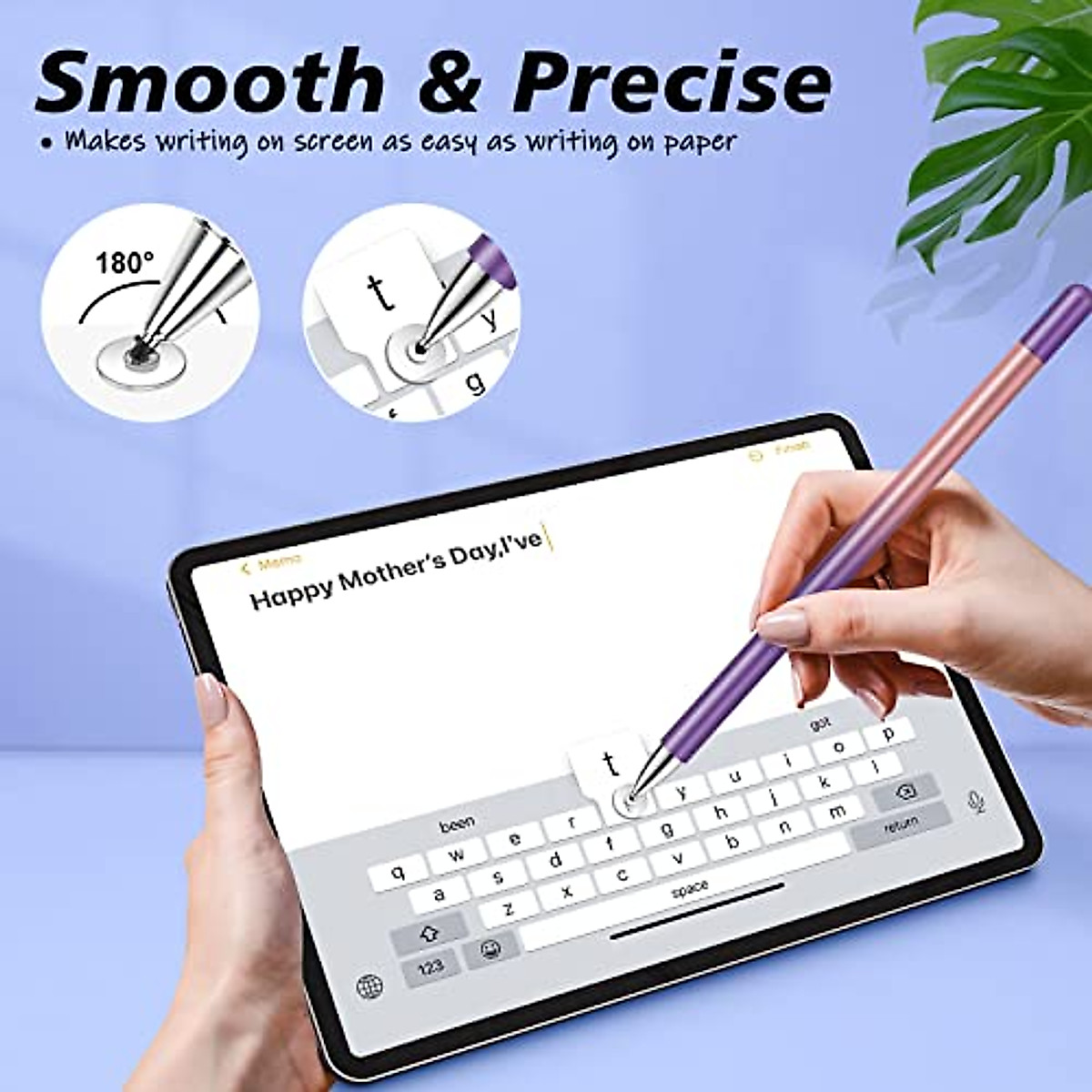 Stylus Pens for Touch Screens - StylusHome Gradient Universal Stylus Pen with 4 Magnetic Caps + 4 Extra Tips for Apple/iPhone/iPad pro/Mini/Air/Android All Capacitive Touch Screens (Purple/Blue)