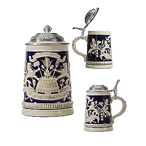 HAUCOZE Beer Stein Mug German Bavarian Drinking Stanley Drinking Mug with Lid for Man 0.6Liter