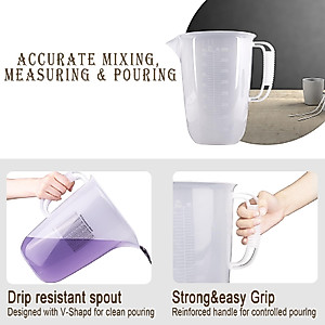 1 Gallon Measuring Pitcher, Large Measuring Cup with Spout and Handle, 134oz Plastic measuring pitcher with Conversion Chart, 1 Gallon Measuring Container for Motor Oil, Chemicals, Pools, Lawns