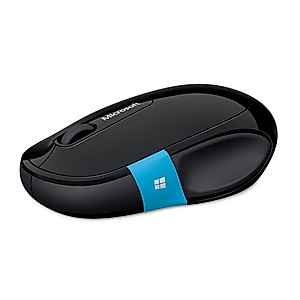 Microsoft Sculpt Comfort Mouse - Black. Comfortable design, Customizable Windows Touch Tab, 4-Way Scrolling,Bluetooth Mouse for PC/Laptop/Desktop, works with Mac/Windows Computers