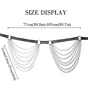 Sinalty Punk Leather Waist Chain Black Belly Belt Chain Goth Harness Chains Party Body Jewelry Accessories for Women and Girls (1)