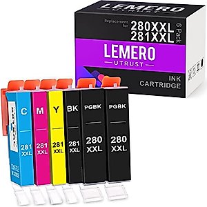 LemeroUtrust Compatible Ink Cartridge Replacement for Canon PGI-280XXL CLI-281XXL 280 XXL 281 XXL use with PIXMA TR7520 TR8520 TS6120 TS6220 TS8120 TS8220 TS9120 TS9520 TS9521C TS6320 (6-Pack)