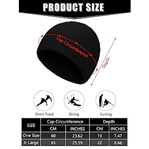 SATINIOR 4 Pieces Skull Caps for Men Women Fleece Winter Hat Warm Soft Polar Beanie Hat Thick Windproof(Black, Camouflage, Navy Blue, Grey, Large)