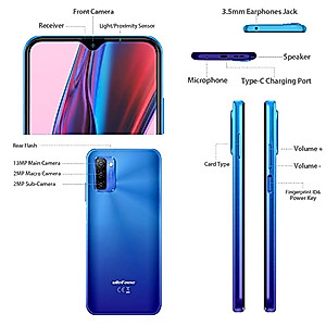 Ulefone Note 12 Unlocked Cell Phone, 4G Unlocked Smartphone, 6.82” Ultra-Large Screen with Slim Structure, 7700mAh Battery, 4+128GB, 3-Card Slot, Face Unlock/Fingerprint Recognition, Blue
