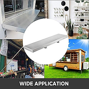 Happybuy Concession Shelf 48L x 12W Inch Stainless Steel Drop Down Folding Serving Food Shelf Stand Serving for Concession Trailer Serving Window