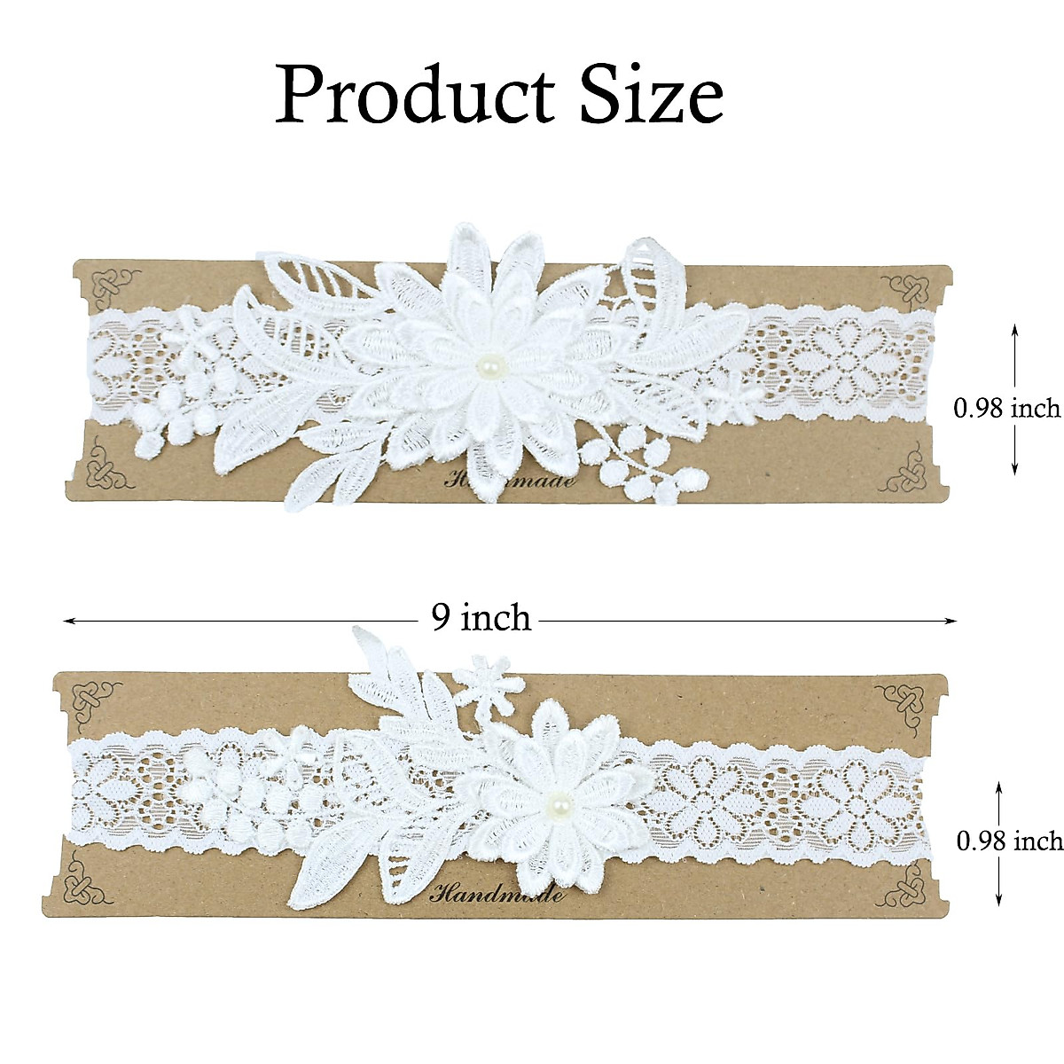 2 Pieces Lace Wedding Garter Set White Flower Lace Fabric Garter Belt Elastic Leg Garter with Flower Bridal Accessories for Women and Girls(Flower)