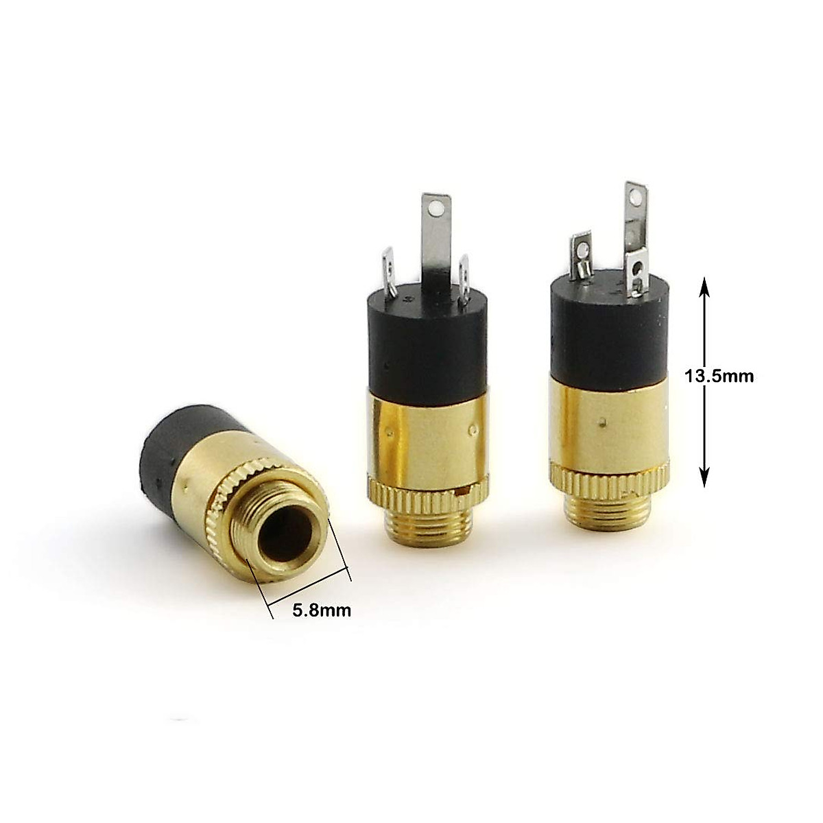 RuiLing 5-Pack Stereo Audio Panel Mount Jack Adapter Gold Plating Metal Headphone Female Socket Connector 3.5mm