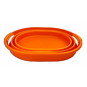 SAMMART 23L (6 Gallons) Collapsible Plastic Laundry Basket - Oval Tub/Basket - Foldable Storage Container/Organizer - Portable Washing Tub - Space Saving Laundry Hamper (Orange)
