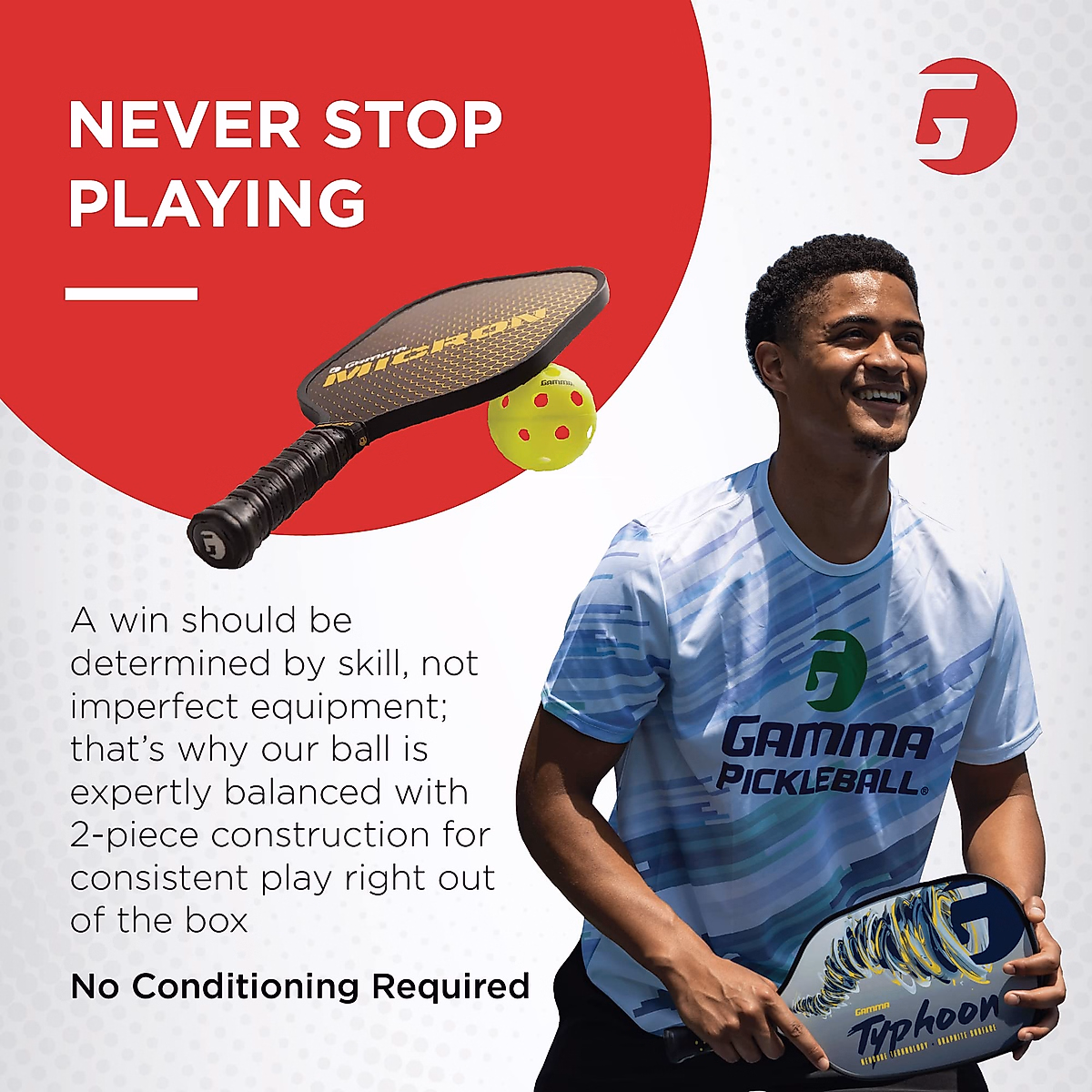 Gamma Photon Indoor Pickleballs Pack of 6, USAPA Approved, High-Visibility, Durable and Ultra-Balanced