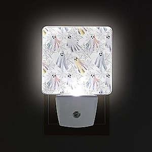 JSTEL Halloween Ghost Night Lights Plug into Wall Decorative Dusk to Dawn,Halloween Night Light Plug in,LED Nightlights for Bedroom Bathroom Kitchen Hallway Stairs
