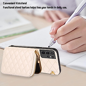 Furiet Detachable Crossbody Strap Wallet Case for Samsung Galaxy S21 Ultra 5G Zipper Purse, Multi Card Slots, PU Leather Stand Shockproof Cell Phone Cover for S21ultra 21S S 21 21ultra G5 Women Beige