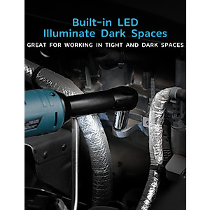 S-LONG Extended Cordless Ratchet Wrench Set, 3/8" 400 RPM 12V Power Electric Ratchet Driver with 12 Sockets, Two 2000mAh Lithium-Ion Batteries and 60-Min Fast Charge