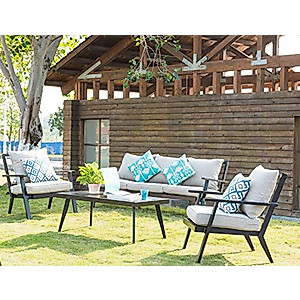 QILLOWAY Polyester Outdoor Chair Cushion Set,Outdoor Cushions for Patio Furniture.Tan/Grey