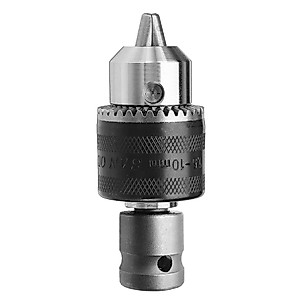 Yakamoz 1.5-10mm 1/16" - 3/8" Capacity Key Drill Chuck for Air Impact Wrench Converter Conversion Tool | 1/2 Inch Socket Square Female Adapter