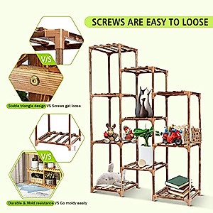 cfmour Plant Stand Indoor Outdoor, 10 Tire Tall Large Wood Plant Shelf Multi Tier Flower Stands,Garden Shelves Wooden Plant Display Holder Rack for Living Room Corner Balcony Office Lawn Patio