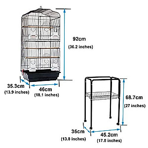 YJJT Bird House Pole Birdcages Bird Cages for Parakeets - Bird Carrier Box with Stand - Breeding Nest Perch Habitat, Slide-Out Tray, Easy to Move, for Lovebirds, Parrotlets, Swallows, 59 Inches