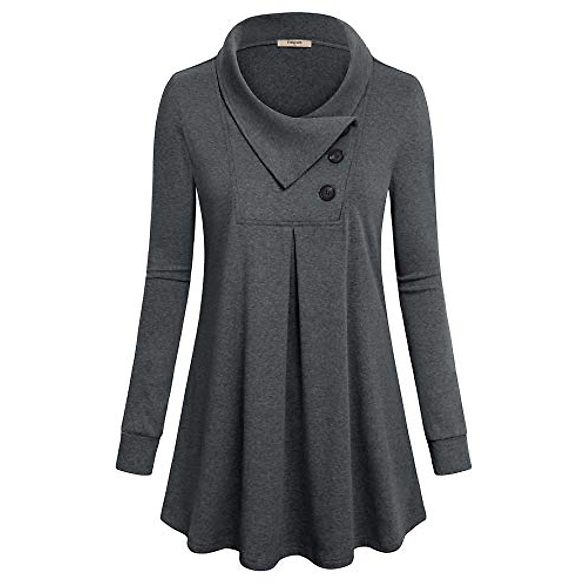 Timeson Winter Tunic Tops,V Neck Cotton Long Tunics for Leggings Ladies Long Sleeve Sweaters Loose Thick Button Sweatshirts Knit A Line Winter Leggings Shirts Fall Fleece Tops Carbon Gray X-Large