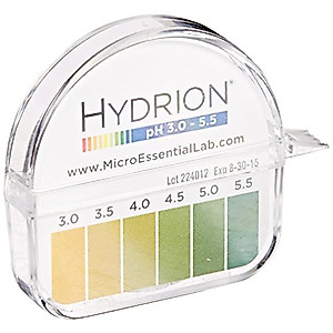 Micro Essential Lab 3110M18EA 325 Hydrion Short Range pH Test Paper Dispenser, 3.0-5.5 pH