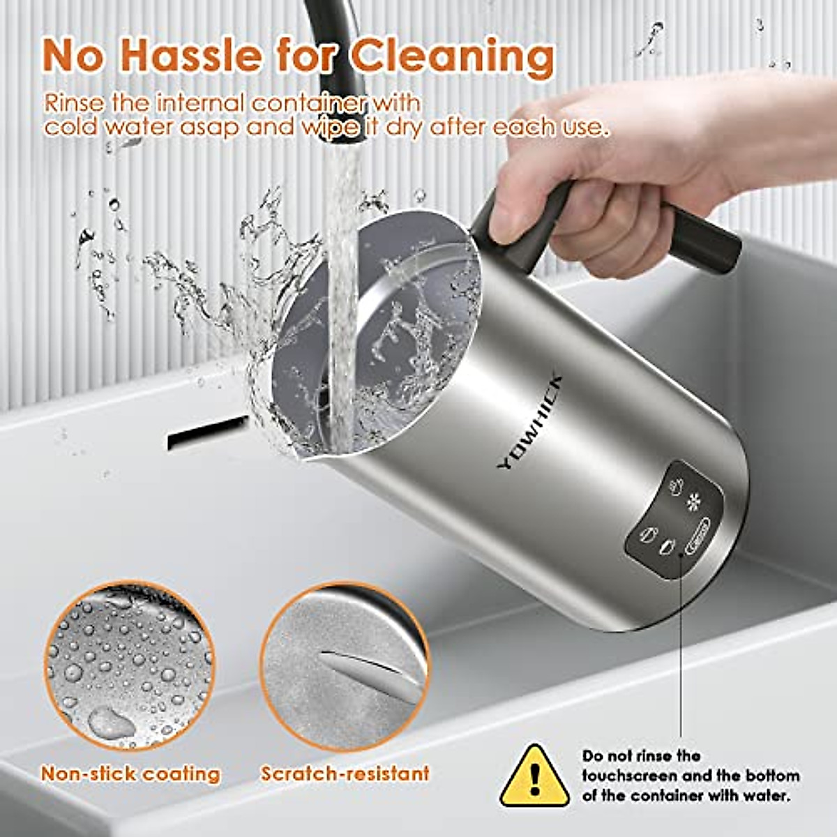 YOWHICK Milk Frother, 4-in-1 Electric Milk Steamer Stainless Steel,10.1oz/300ml Large Capacity, Automatic Hot/Cold Foam Maker and Milk Warmer for Latte, Cappuccinos, Macchiato, Hot Chocolate,120V