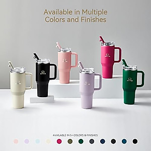 Gpeng 30/40/50 oz Tumbler with Handle, Water Bottles with Straw Lid, Insulated Stainless Steel Travel Mug Cup Holder Friendly, Keep Drinks Cold or Hot for Hours