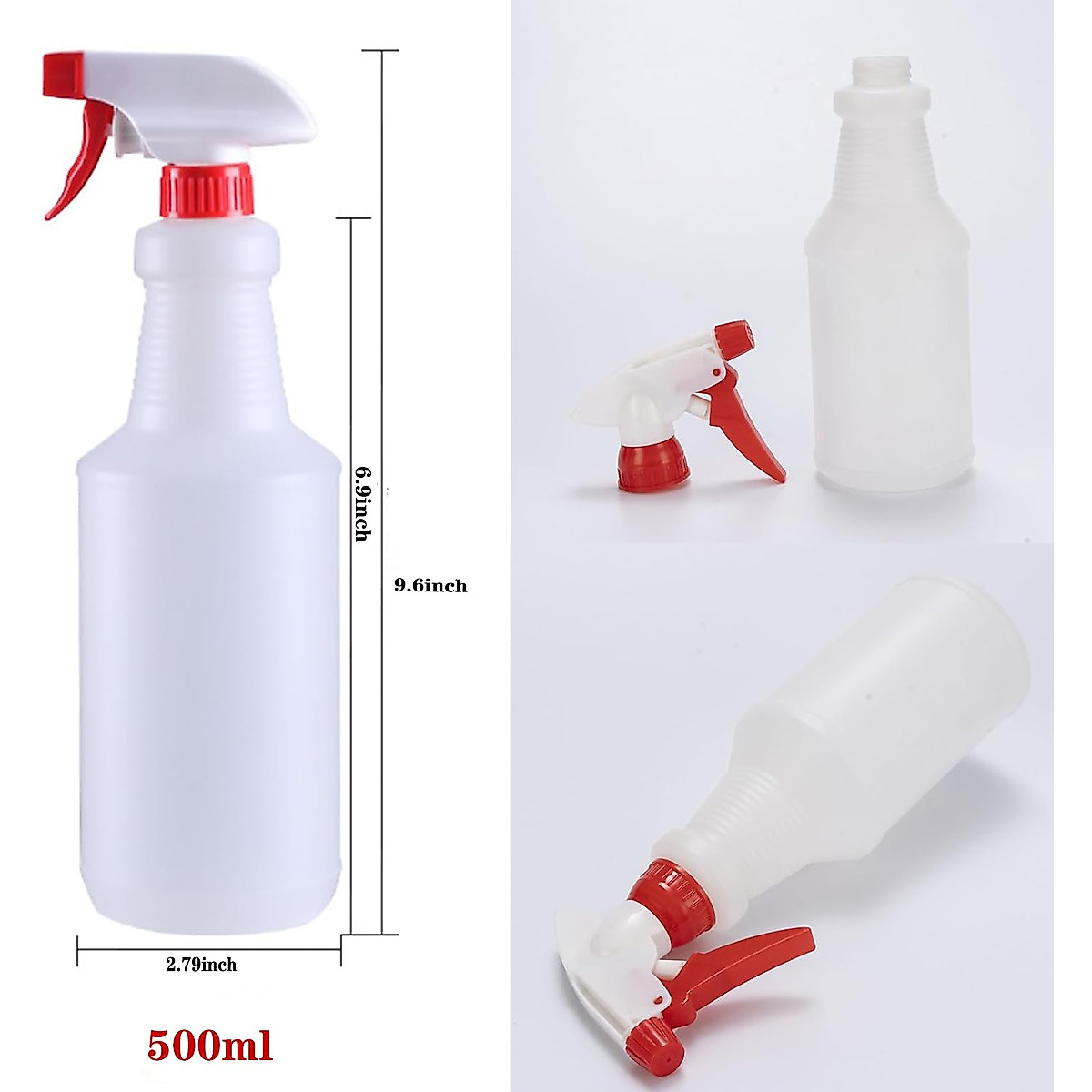 Looknniy 10 Packs 16oz Empty Spray Bottles Plastic Heavy Duty Refillable Spray Bottles with Adjustable Nozzle and Measurements for All Purpose Cleaning Solutions