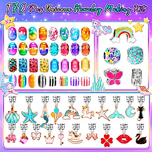 Palonu Charm Bracelet Making Kit,170 pcs Jewelry Making Kit Crafts for Kids Ages 8-12, Beads Toys DIY Craft Gift Set for Teens Girls 8 9 10 11 12 Years Old