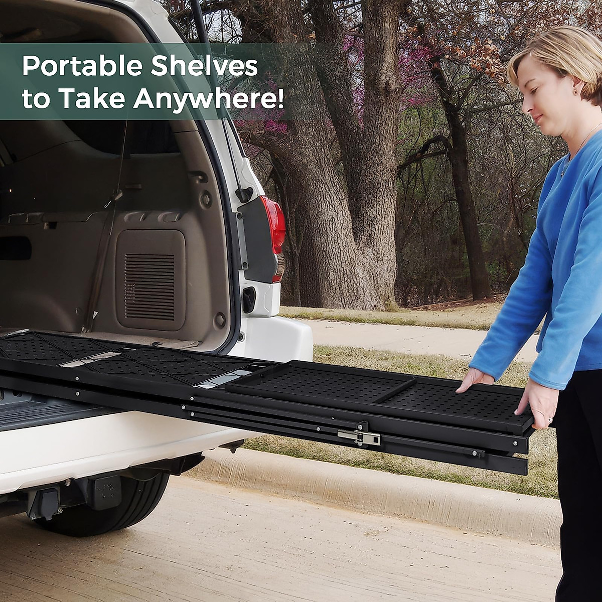 DEANIC 5-Shelf Folding Shelves Bookcase with Wheels, Heavy Duty Storage Shelves, Freestanding Metal Wire Shelving Unit for Living Room, Office, Kitchen, Basement, Pantry (Black)