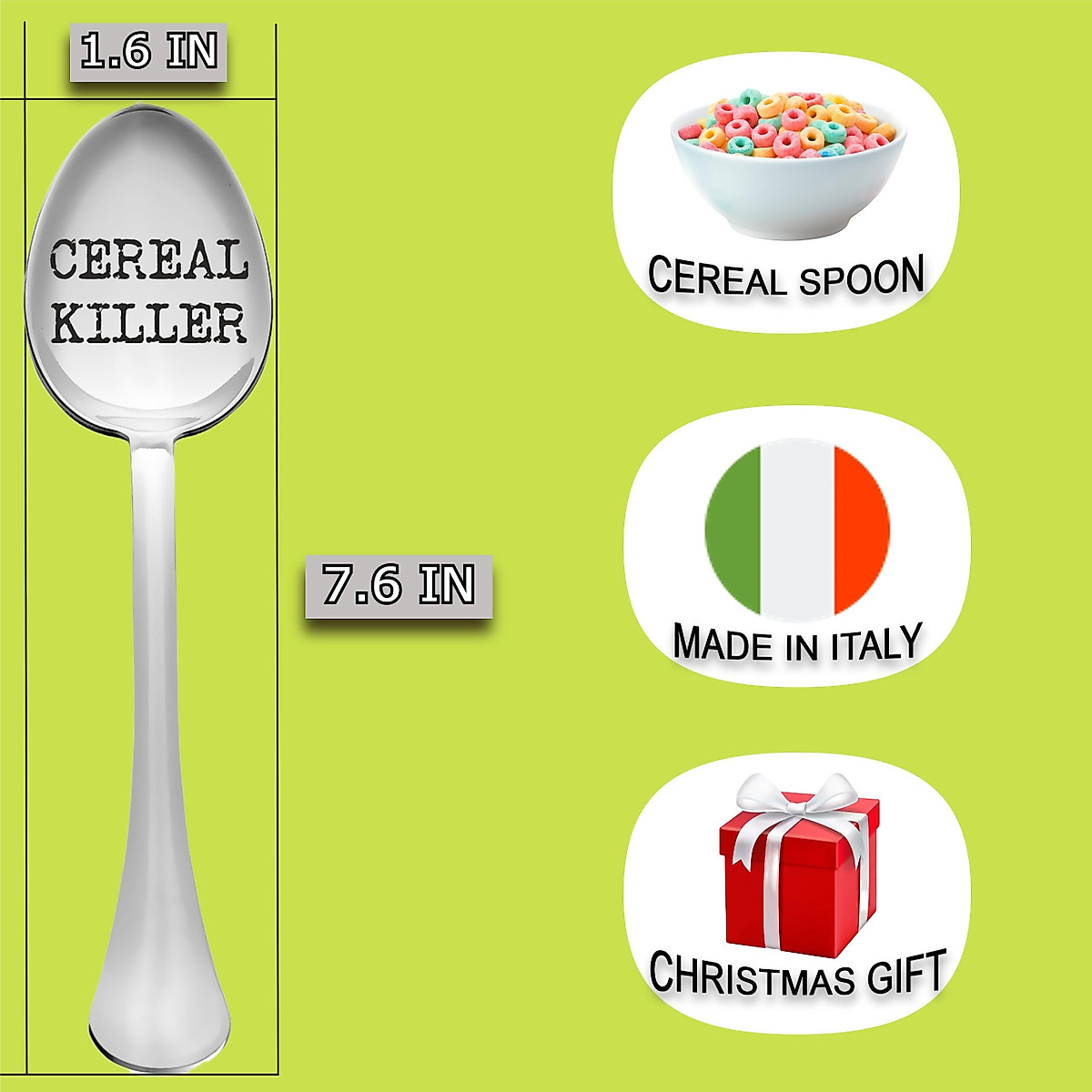 Weenca Practical Gifts for Dad, Laser Engraved Spoon Cereal Killer, Emotional Dad Gifts, Fun Cereal Spoon Dad Gifts Who Has Everything