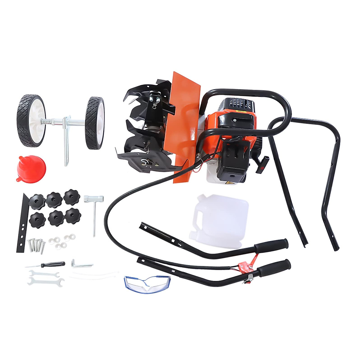 Tiller Cultivator, 43cc 2-Cycle Viper Engine, 0-3.94” Adjustable Height, 3.94” Max Depth, Overhand Handlebars, Lightweight