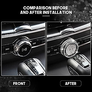 yboueo 2pcs Bling Crystal Control Sound Switch Knob Head Decorative Sequin Cap Cover Decal Trim Fit for Volvo S60 V60 2023-2020/ XC60 2023-2018/ XC90 2023-2015/ S90 /V90