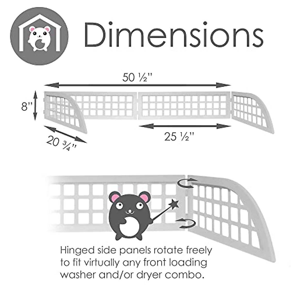 Haus Maus - The Original Laundry Guard - Keeps Laundry from Falling Behind Most Front Loading Washers/Dryers - Magnetic - 50.5" x 21" x 8" - Made in North America