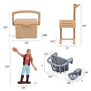 UANDME Horse Stable Playset Toys with Horse Wash Area Toy Figures for Boys and Girls Ages 5-12 Years Old, 13 Pieces Horse Stall Horse Barn Set with Tennessee Mare Horse