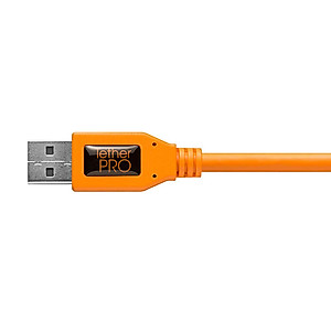 TetherPro USB 3.0 to USB-C Right Angle Adapter Cable | for Fast Transfer and Connection Between Camera and Computer | High Visibility Orange | 20 inches (50 cm) | Tether Tools