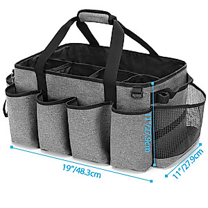 HODRANT Extra-Large Cleaning Caddy, Cleaning Supplies Organizer with Handles for Cleaning Products Storage, Large Capacity Cleaning Tote Bag for Cleaning Tools for Car, Home & Housekeeping Work, Gray
