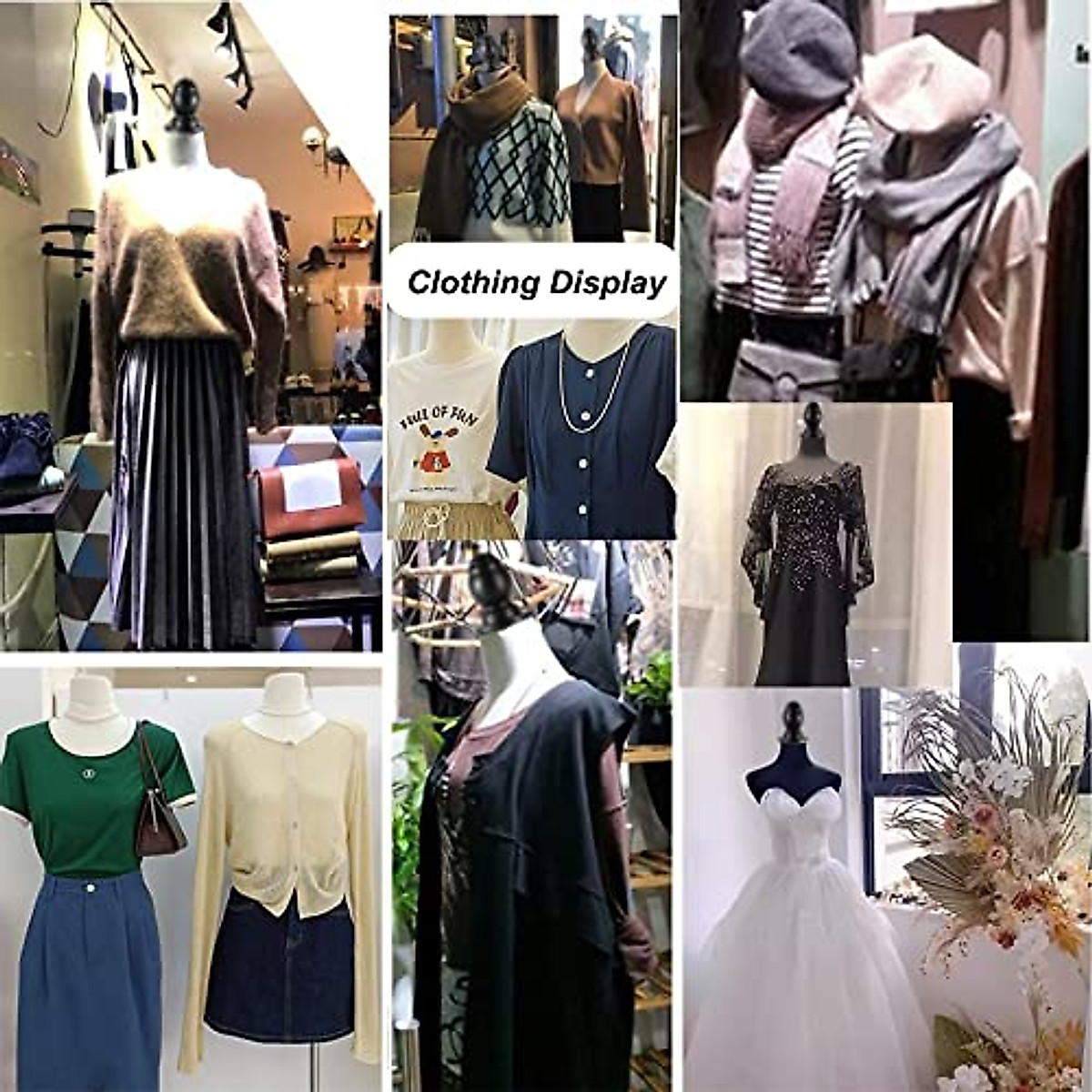 Female Mannequin Torso with Adjustable Tripod Stand, 2 in 1 Dress Form White Mannequin Body w/ Detachable Black Torso Cover for Sewing, Dressmaker, Home Decor, Jewelry & Clothing Display