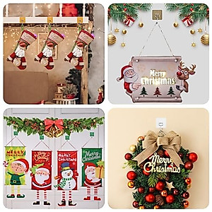 AccEncyc Adhesive Wall Hook, 10Pcs Heavy Duty Adhesive Hooks Strong Stick On Wall Hooks, Stainless Curtain Hook Wreath Door Hanger for Holiday Deco